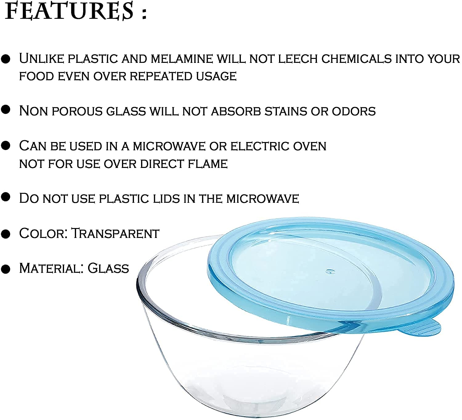 Cutting EDGE Regalia Round Glass Mixing & Baking Serving Bowl with Lid