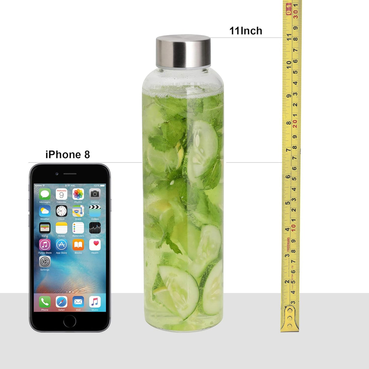 Cutting EDGE Borosilicate Round Glass Water Bottle for School, Home, O
