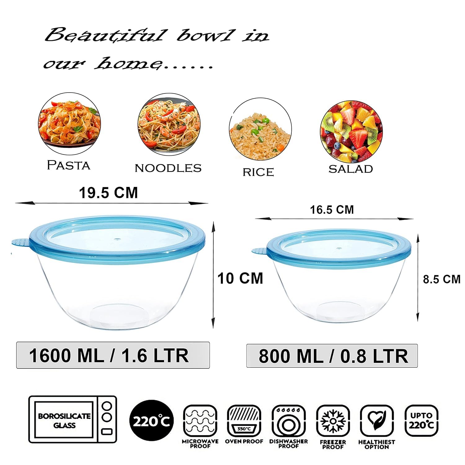 Cutting EDGE Regalia Round Glass Mixing & Baking Serving Bowl with Lid