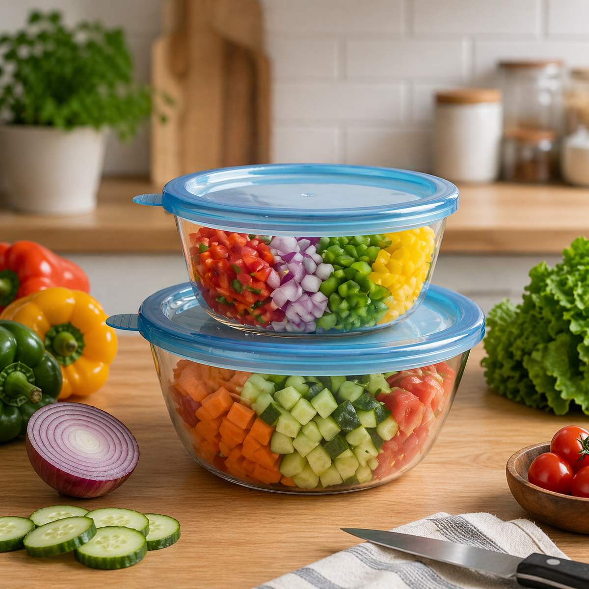 Cutting EDGE Regalia Glass Mixing & Baking Serving Bowl with Lid, Idea