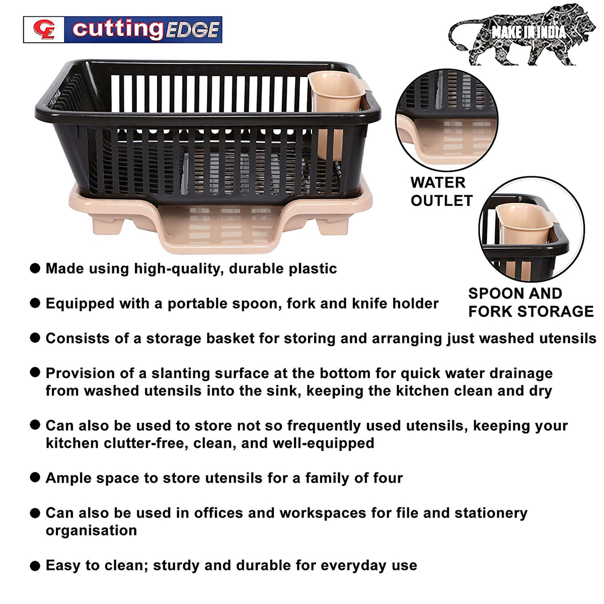 Cutting EDGE Durable Kitchen Sink Dish Rack Drainer, Drying Rack Washi